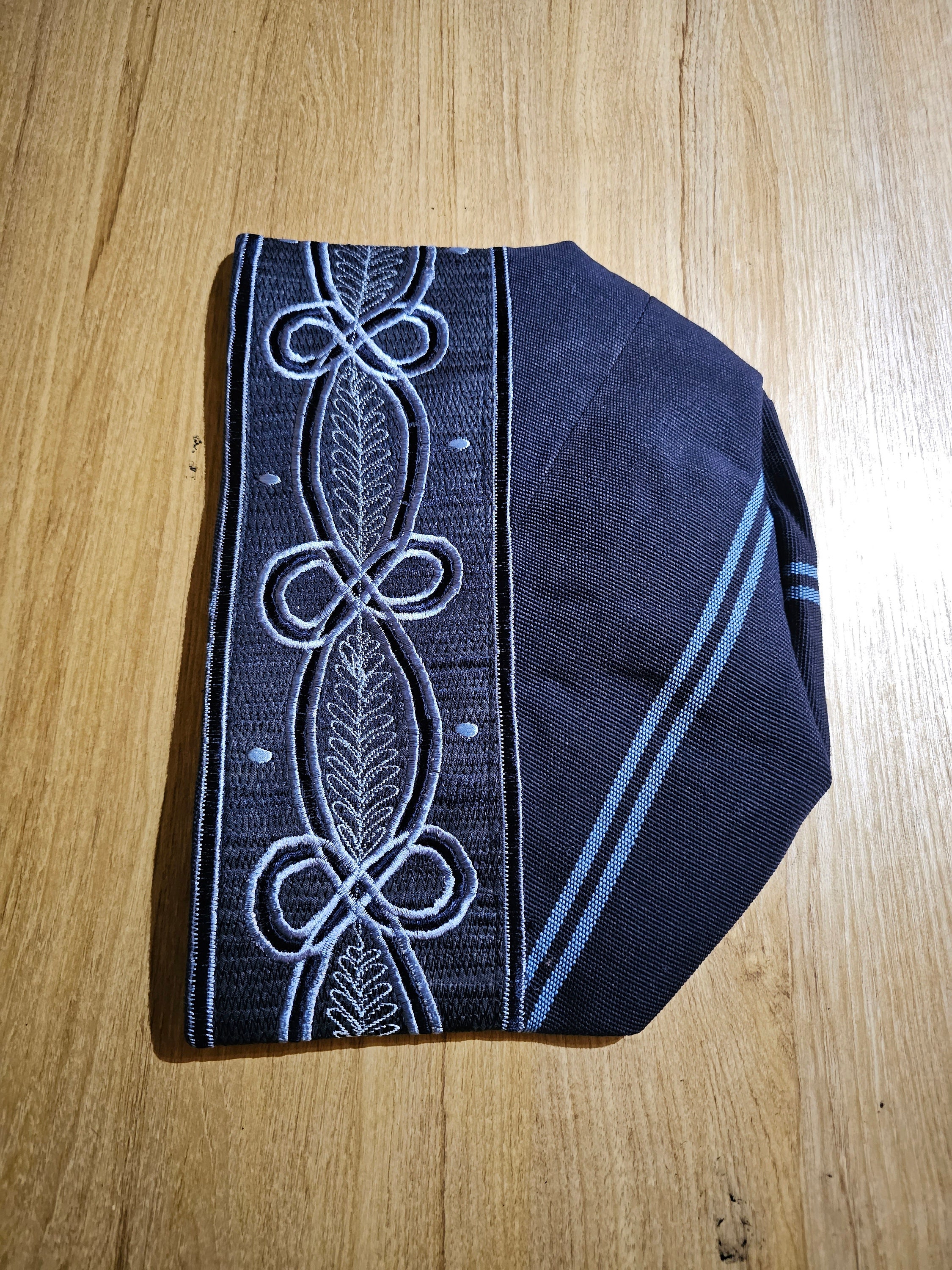 New Nigeria Navy Blue Aso Oke Embroidery Cap/fila for Men ."etu " - Etsy