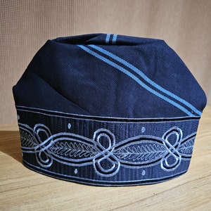 New Nigeria Navy Blue Aso Oke Embroidery Cap/fila for Men ."etu " - Etsy