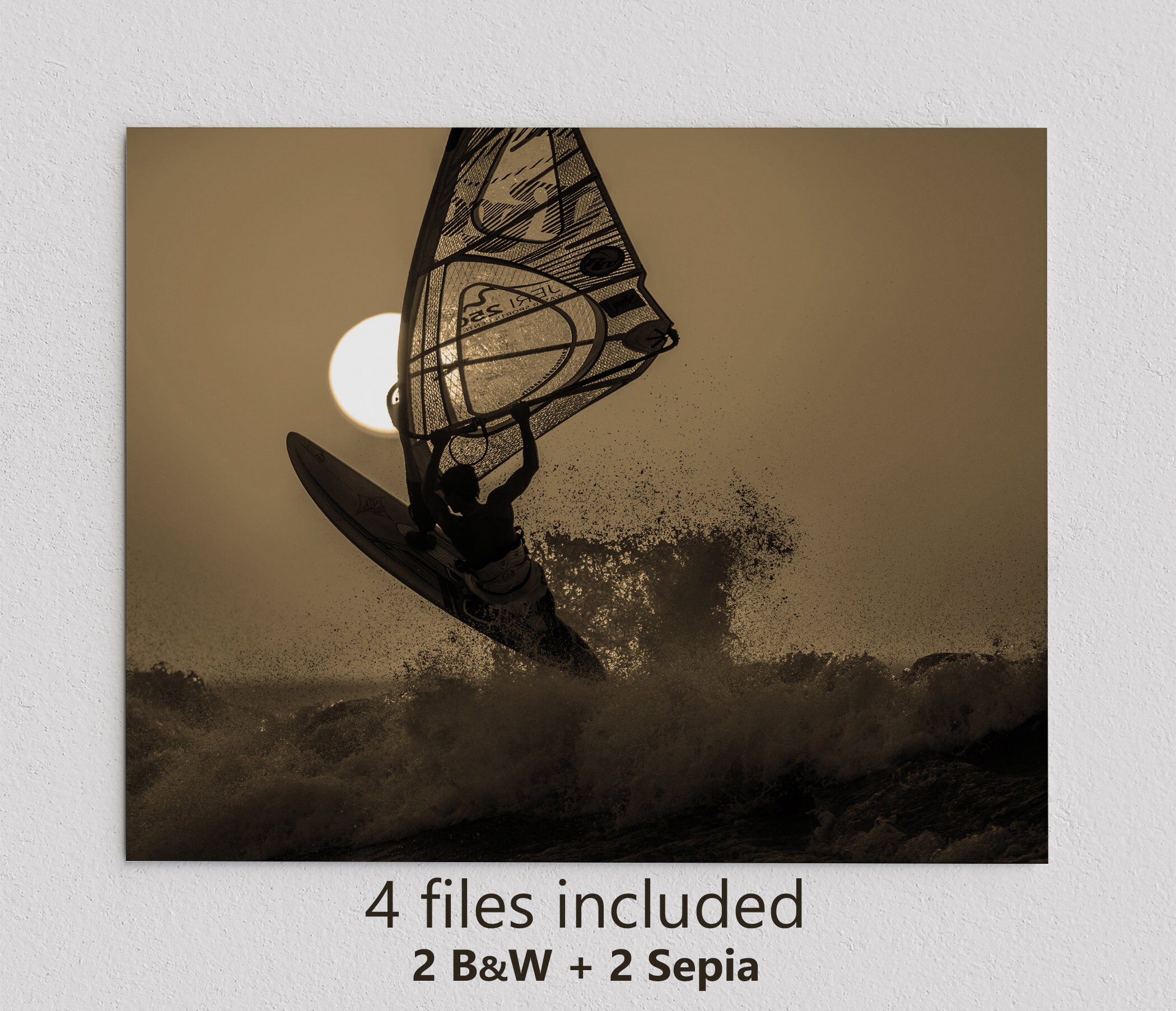 Windsurfing Black and White/sepia Poster, Windsurfing Print ...