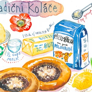 Large Czech Food Poster, Kolache Recipe Wall Art, Czech Republic ...