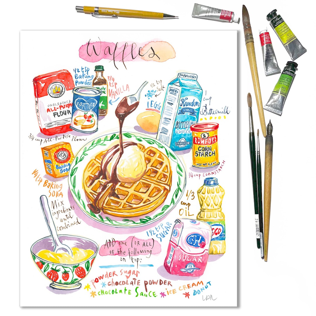 Custom Recipe Print, Watercolor Personalized Food-themed Kitchen Wall ...