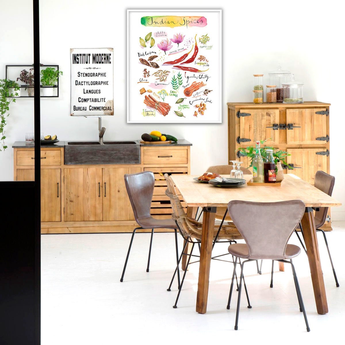 Large Indian Spices Poster, India Kitchen Print, Watercolor Painting ...