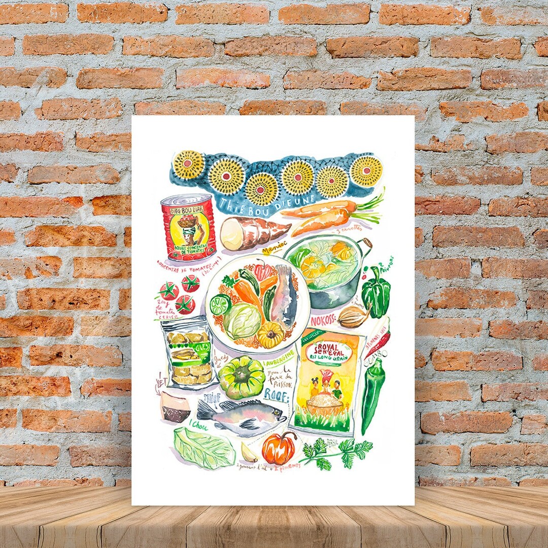 Large Senegalese Thieboudienne Recipe Poster, African Kitchen Wall Art ...