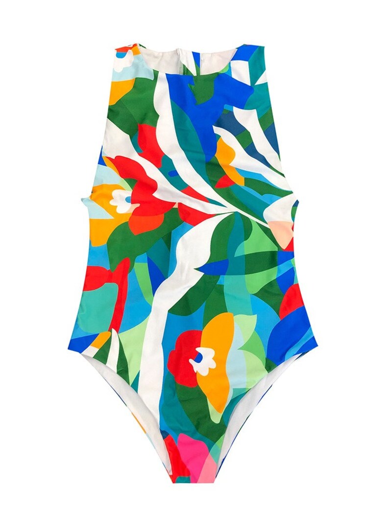 Abstract Print Swimsuit Vintage Inspired One-piece Bathing - Etsy