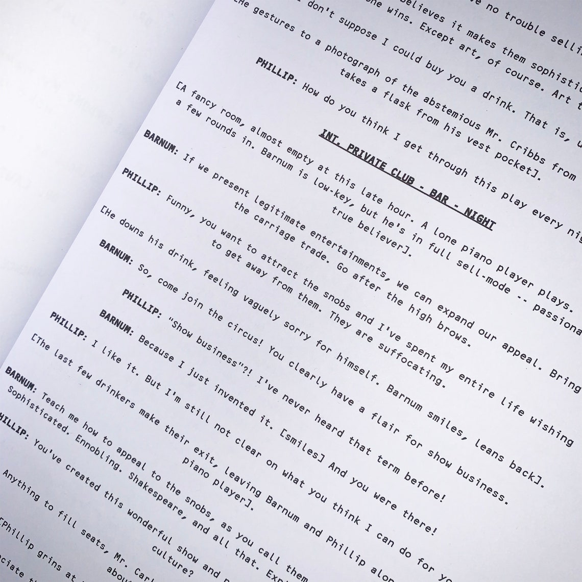 The Greatest Showman Movie Transcript / Script / Screenplay / | Etsy