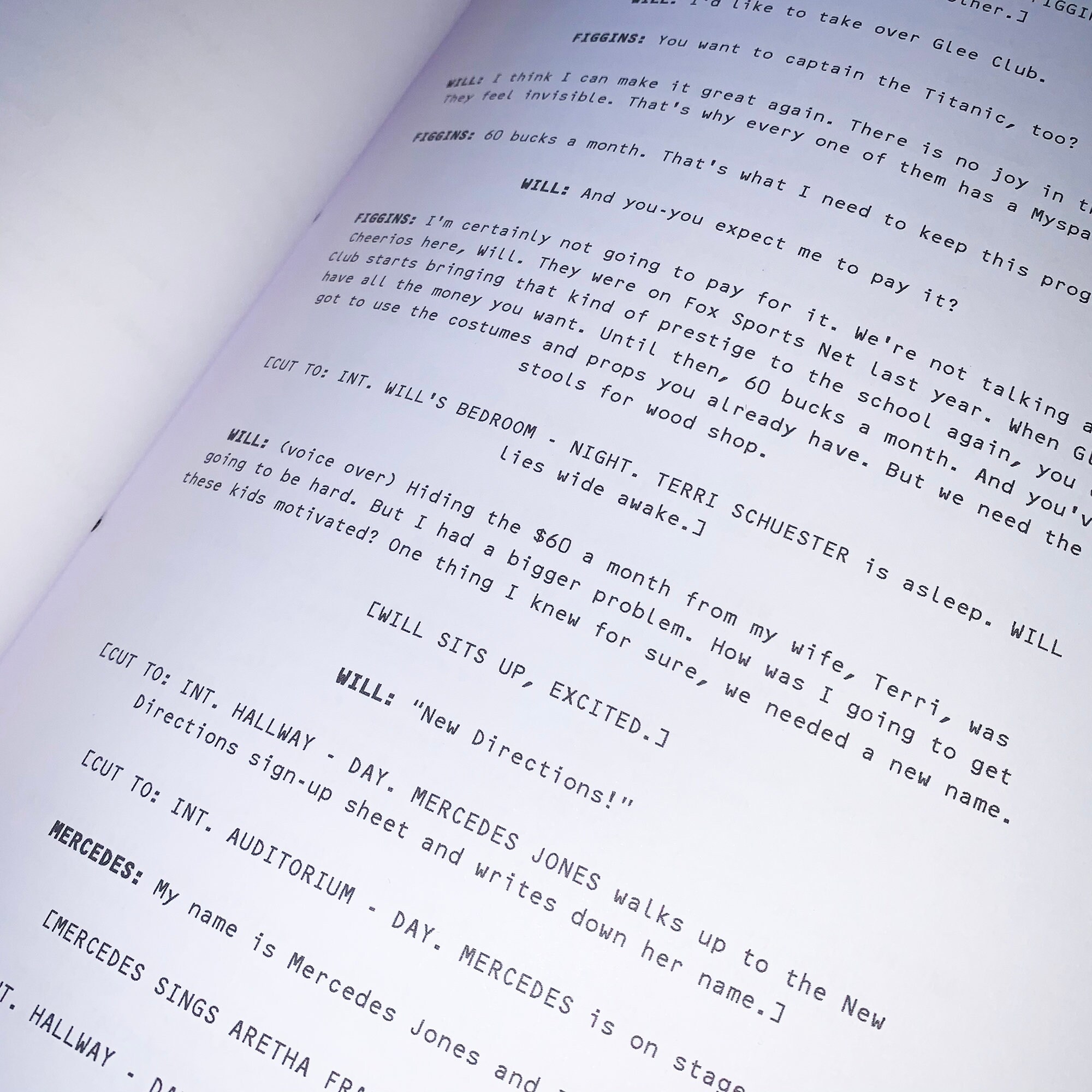 GLEE TV show Movie Transcript / Script / Screenplay | Etsy