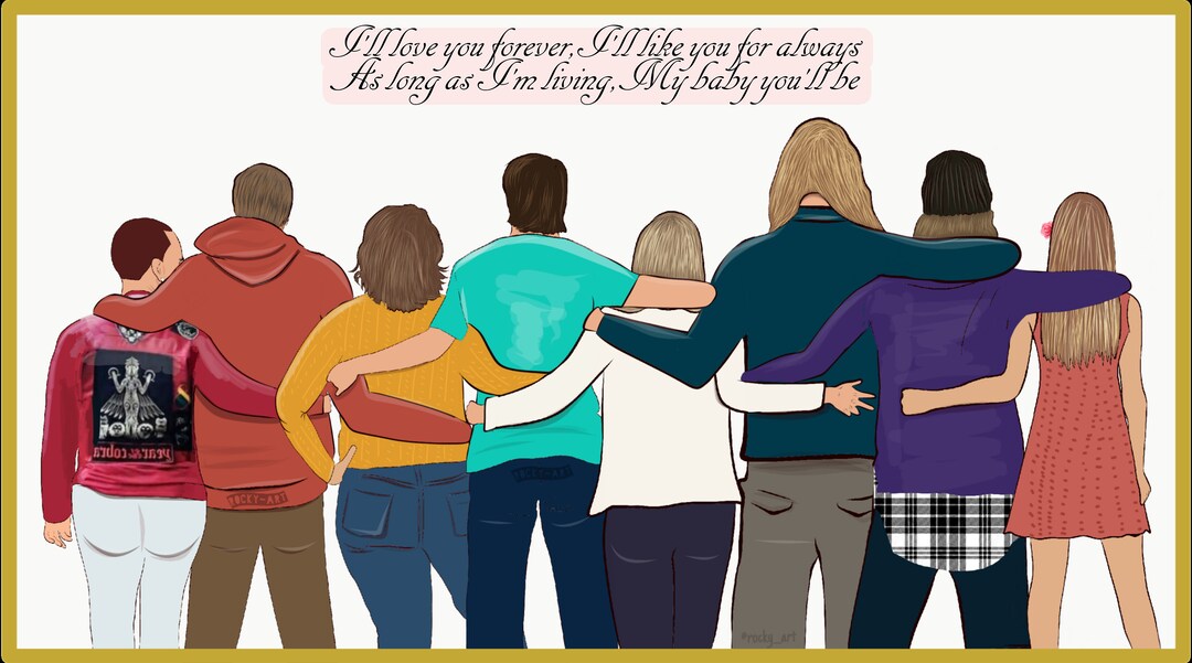 Family/friends Back View Sketch - Etsy