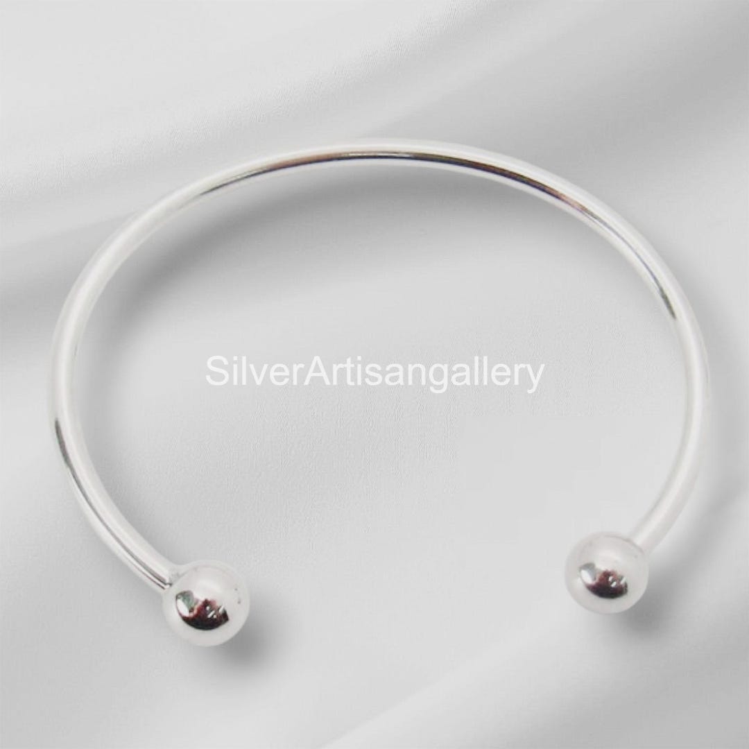 925 Sterling Silver Bangle, Ball Bangles, Handmade Bangles, Stacking ...