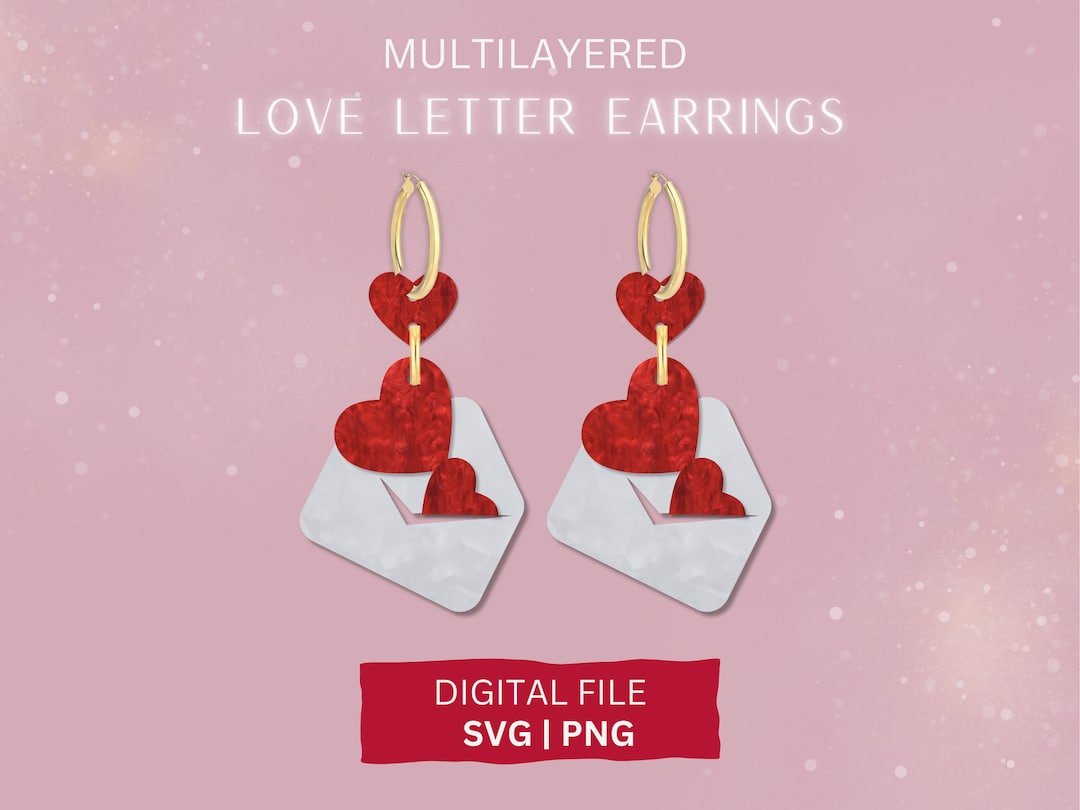 Love Letter Earring SVG, Valentine's Day Earring SVG, Love Earring SVG ...