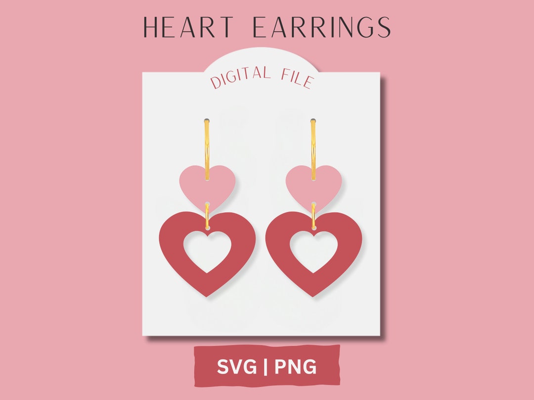 Double Heart Earring SVG, Valentine's Day Earring SVG, Love Heart ...