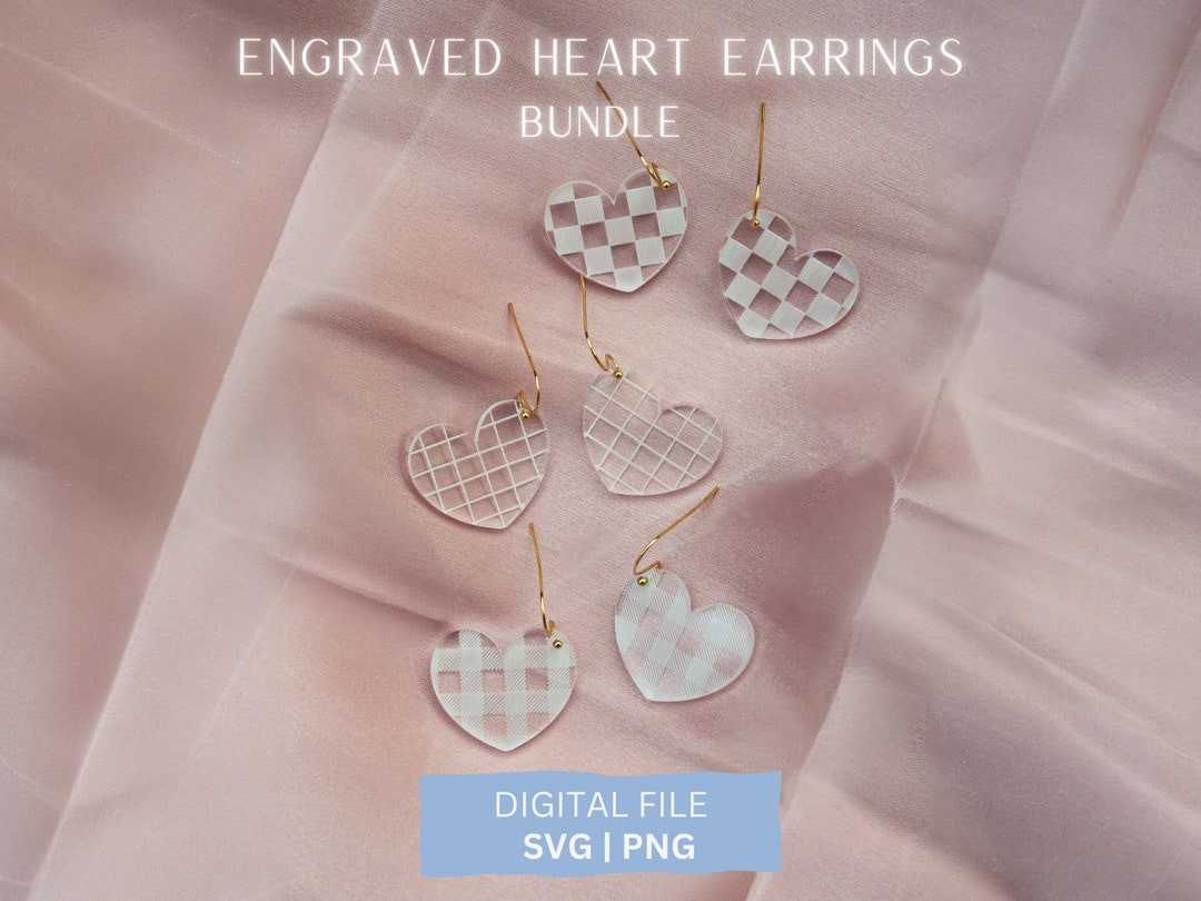 Engraved Heart Earring SVG Bundle, Valentine's Day Earring SVG, Love ...