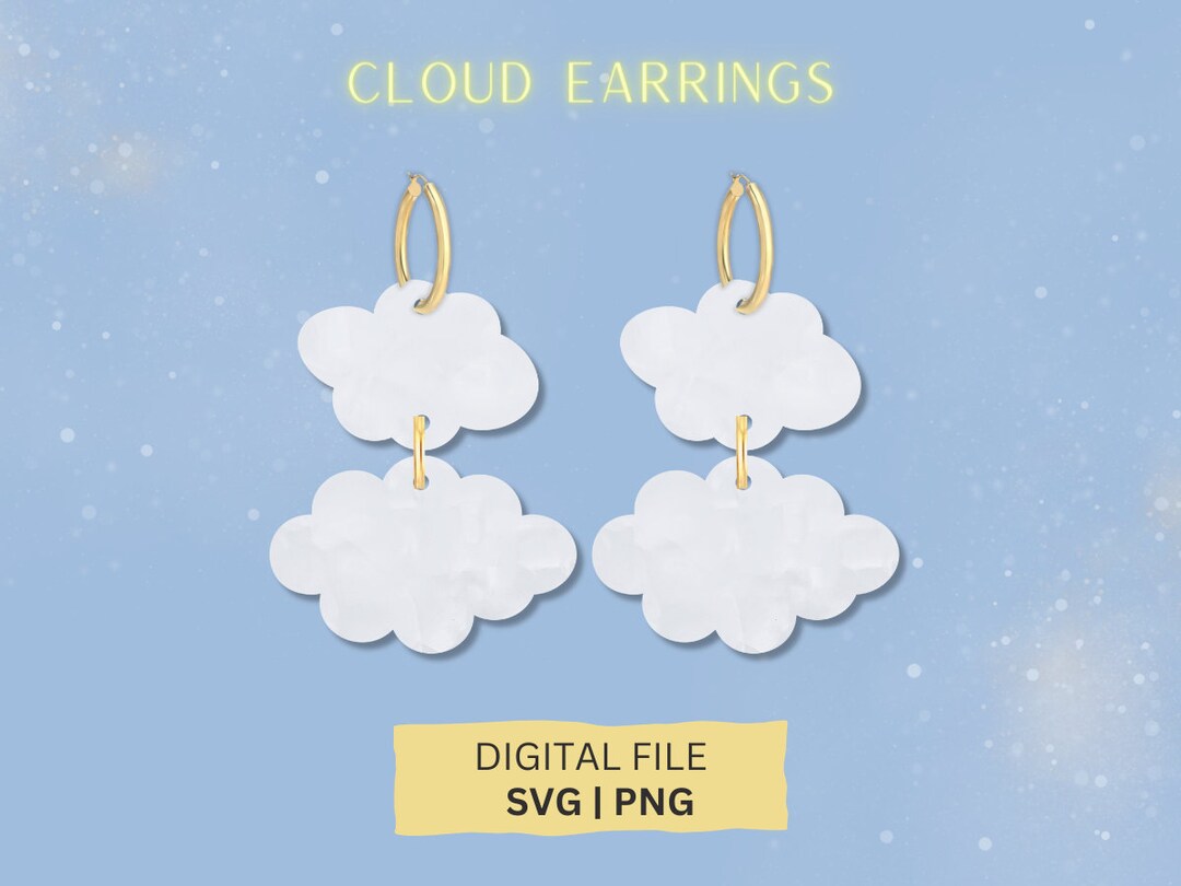 Cloud Earring SVG, Spring Earring Cut SVG, Glowforge File, Laser File, Mother's Day Earring SVG ...