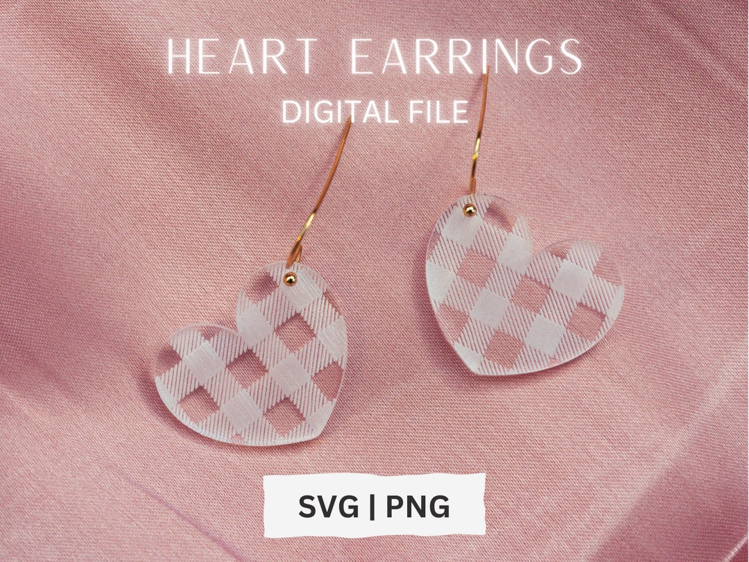 Plaid Engraved Heart Earring SVG, Valentine's Day Earring SVG, Love ...