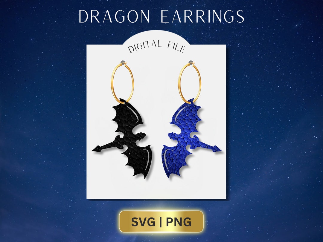 Dragon Earring SVG, Fantasy Earring SVG, Mystical Dragon SVG, Glowforge ...