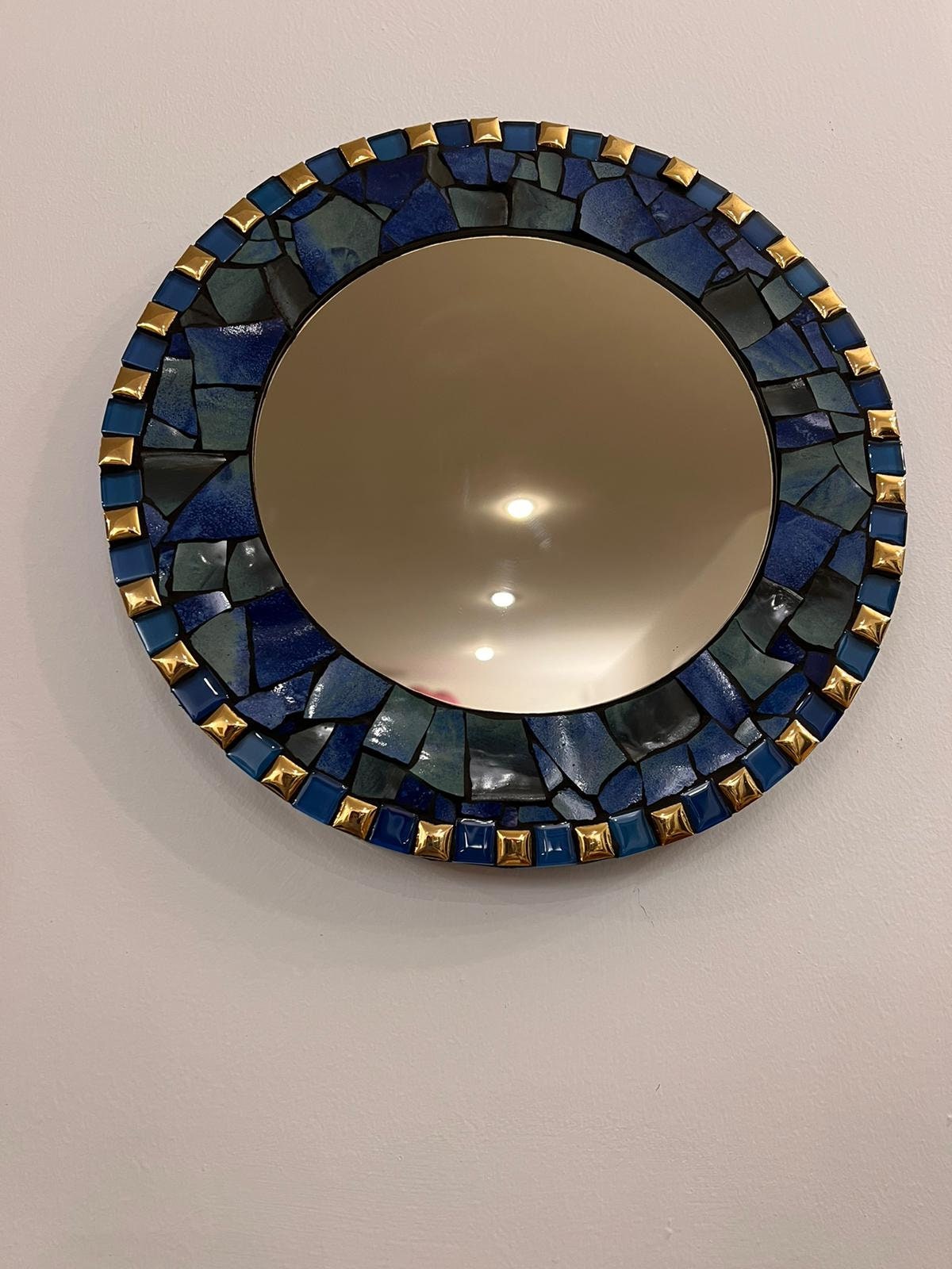 Mosaic Mirror in Shades of Blue - Turquoise With Touches of Gold ...