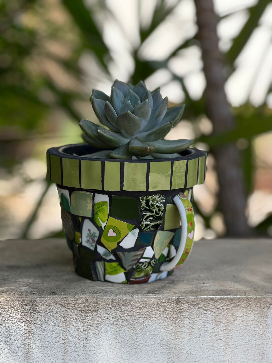Green Tone Mosaic Pot: Decorative Indoor/outdoor Planter - Etsy