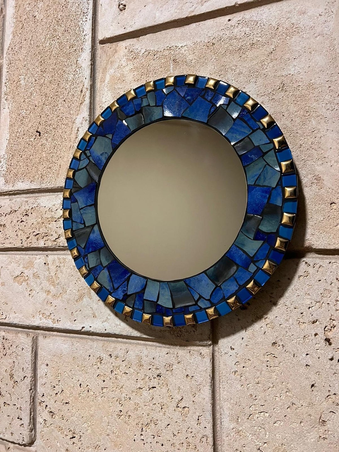 Mosaic Mirror in Shades of Blue - Turquoise With Touches of Gold ...