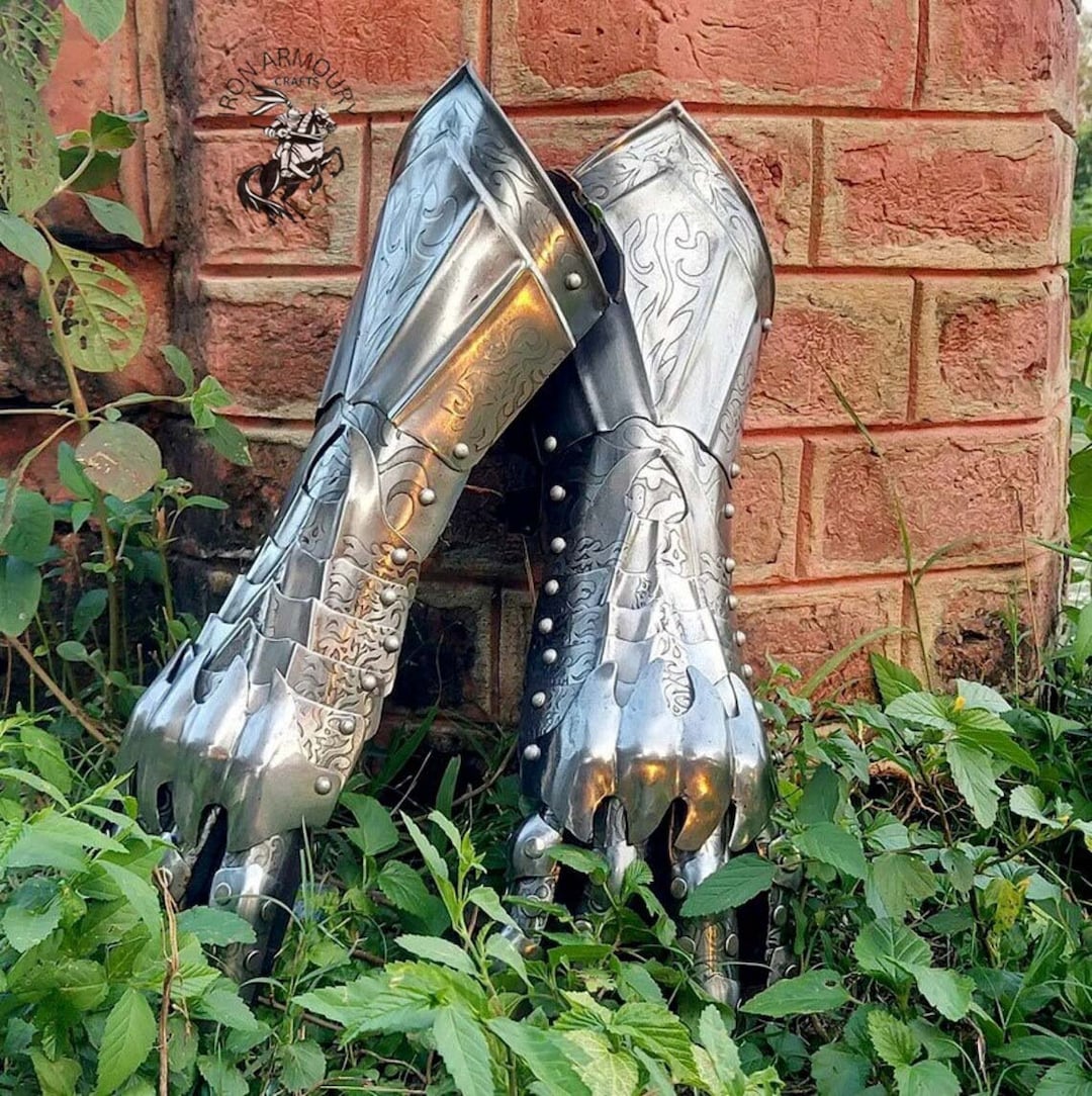 Medieval Knight Gauntlet Armor Fantasy Gloves Armor Etching - Etsy
