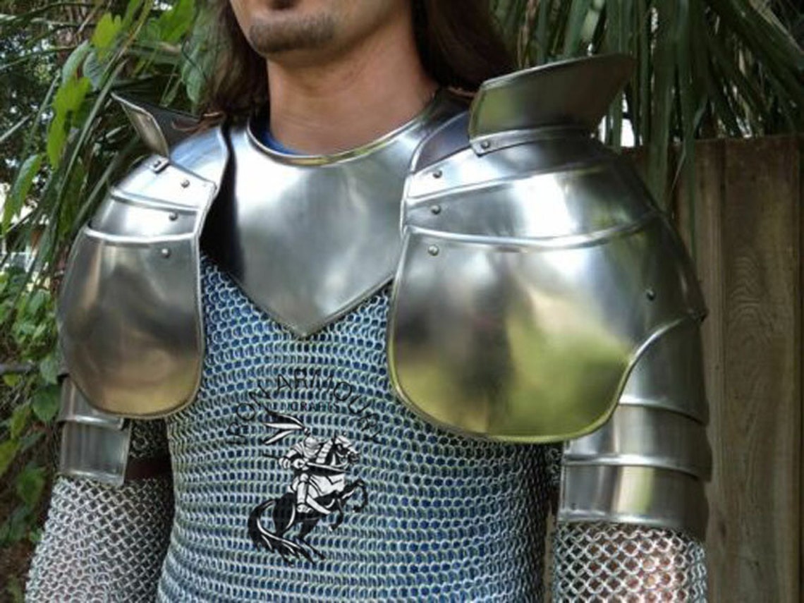 Medieval Knight Gorget&pouldron Armor Larp Armor Costume - Etsy