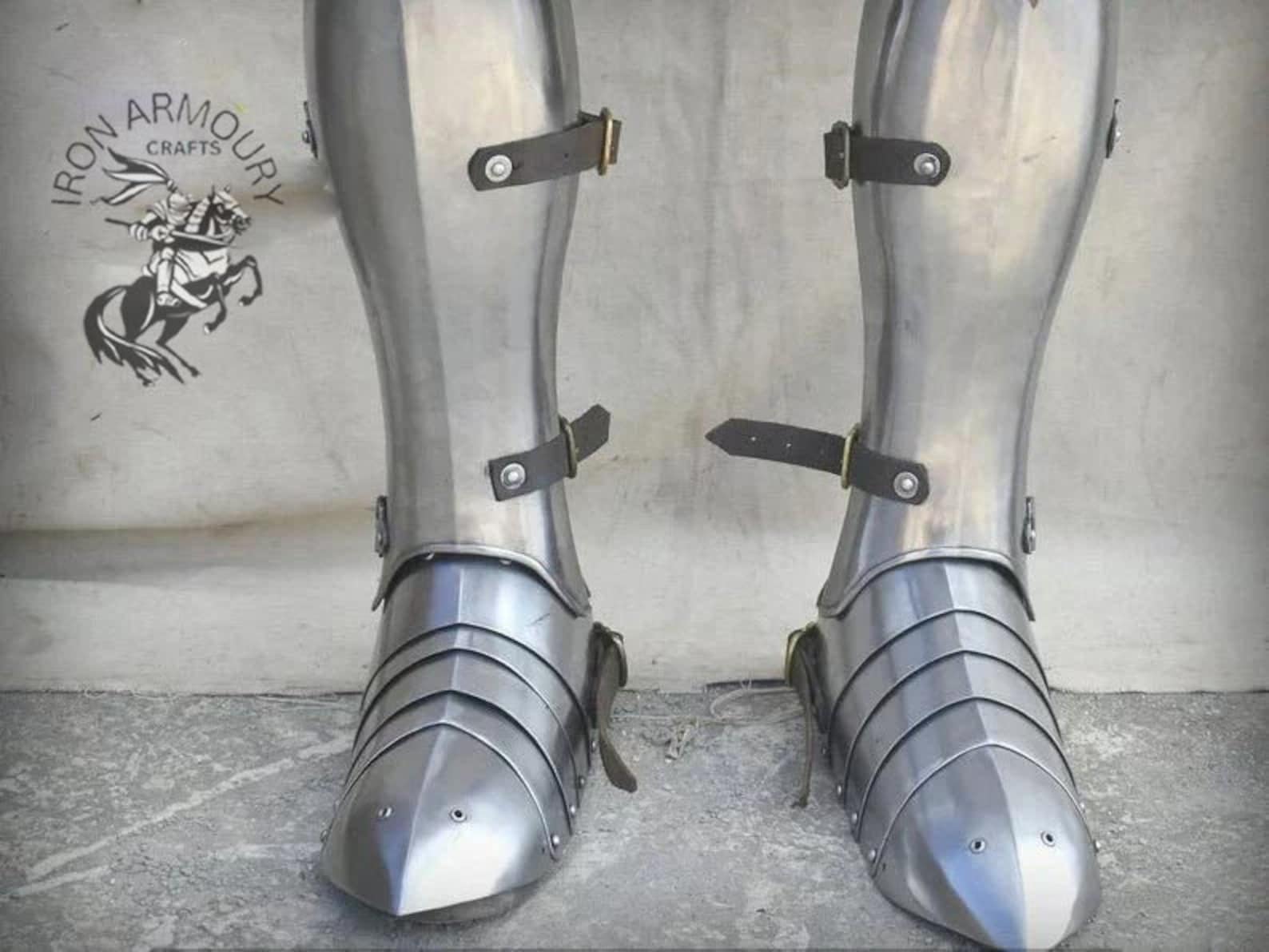 Medieval Knight Leg Guard &sabaton Armor Larp Armor - Etsy