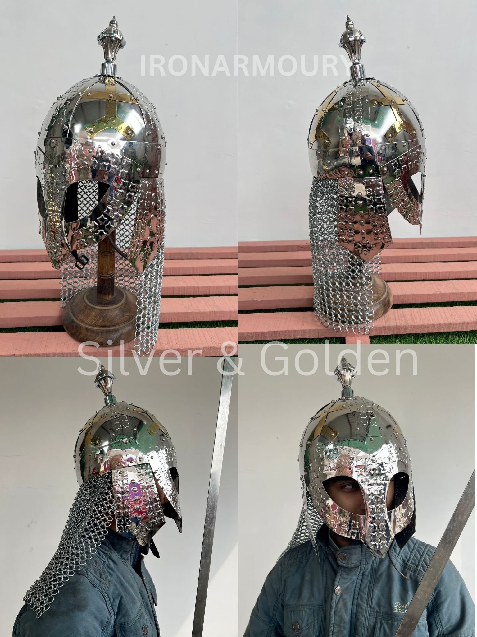 Viking Helmet Chain Male Armor Viking Gifts Cosplay Sca - Etsy