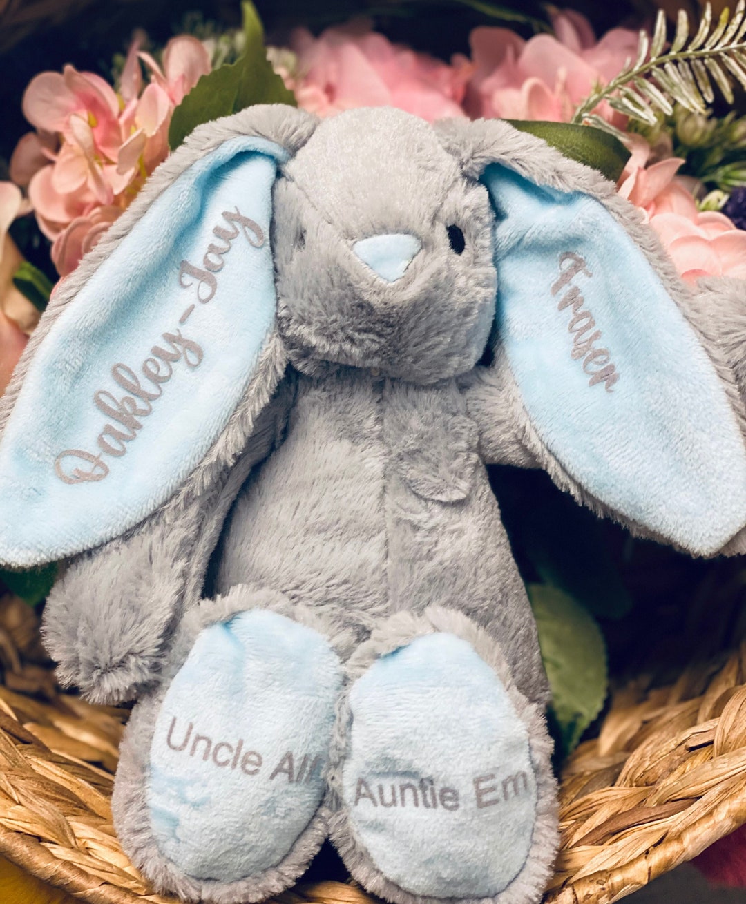 PERSONALISED BUNNY Teddy Soft Toy New Baby Gift Christmas - Etsy