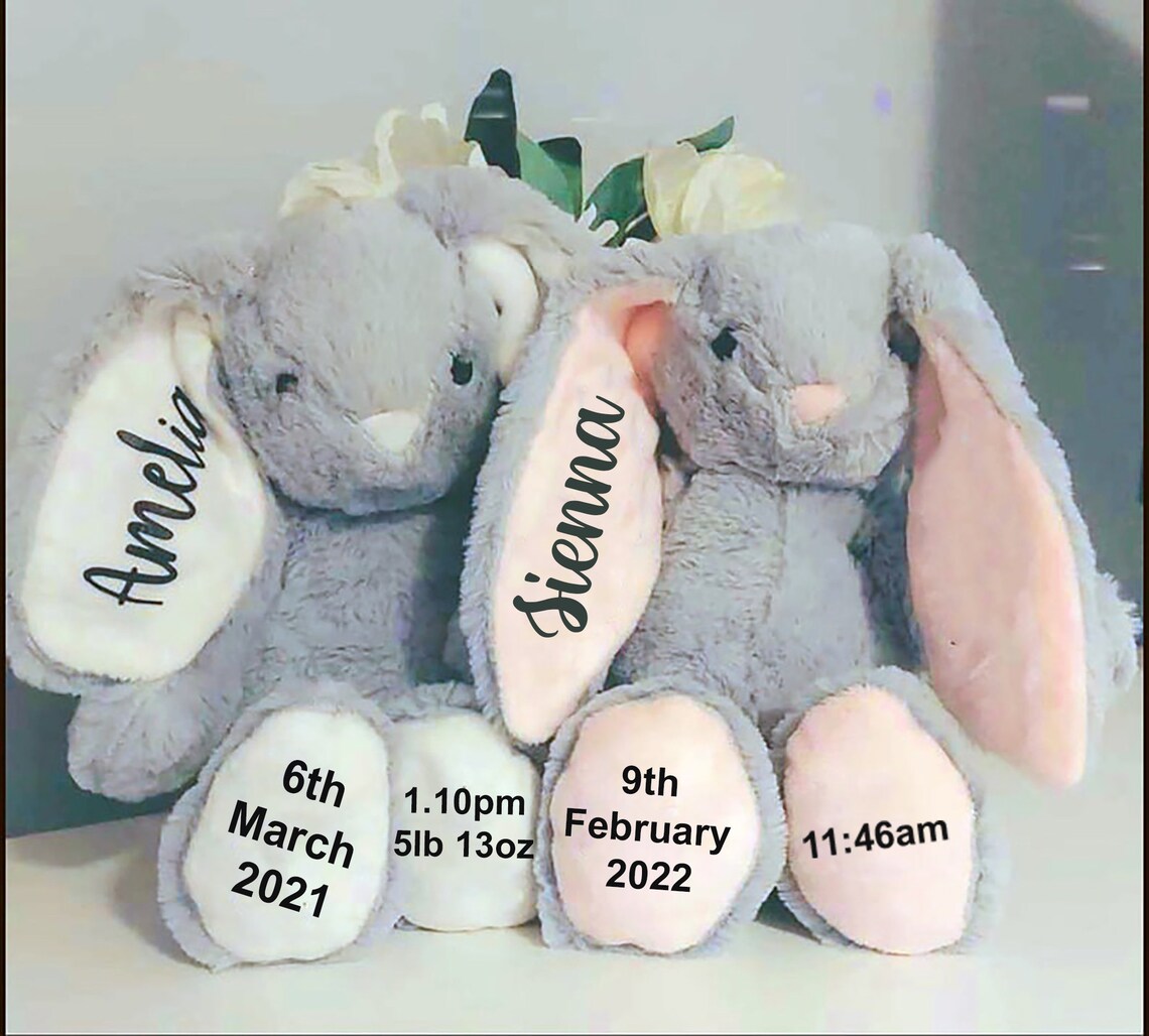 PERSONALISED BUNNY Teddy Soft Toy New Baby Gift Christmas - Etsy