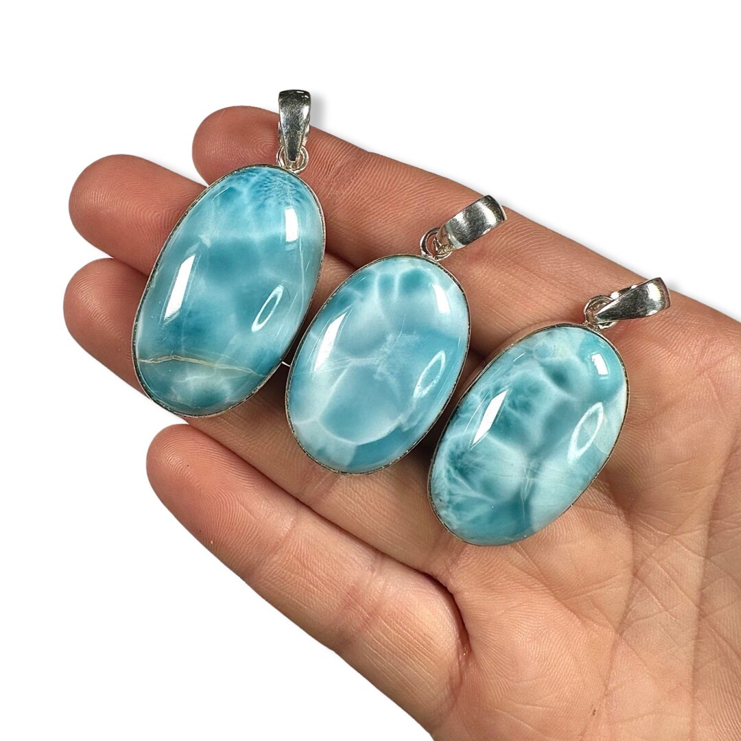 AAA Larimar, Larimar Pendant, Larimar Necklace, Larimar Jewelry, Dominican Republic Larimar ...