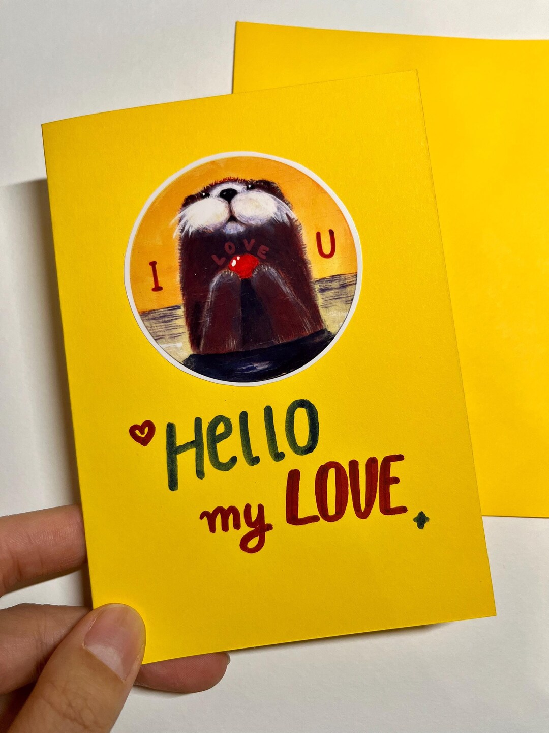 Personalised Otter Valentines Day Card Handmade Cute Love Greeting Card ...