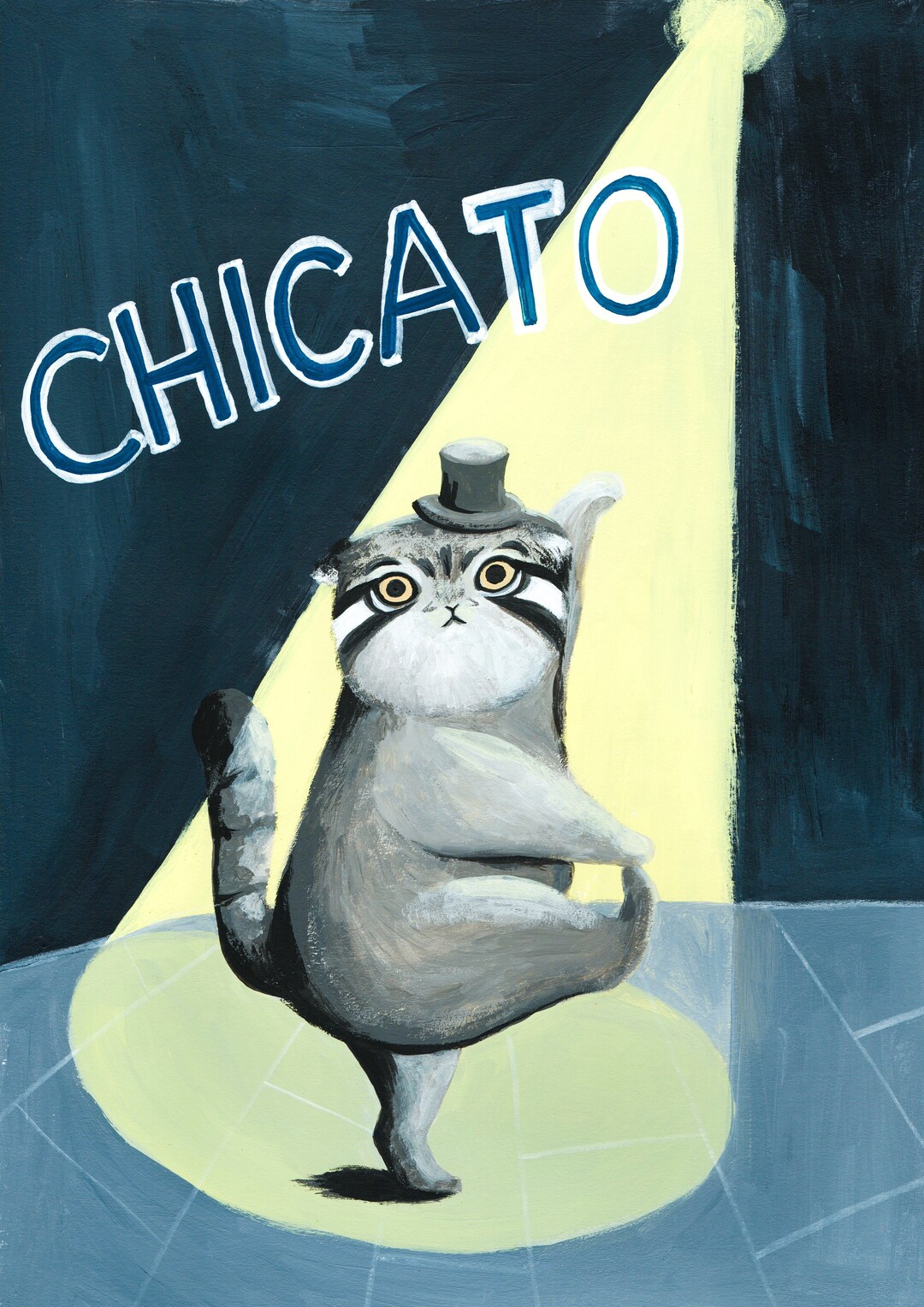 CHICATO Pallas Cat Art Print - Whimsical Dancing Manul Illustration ...