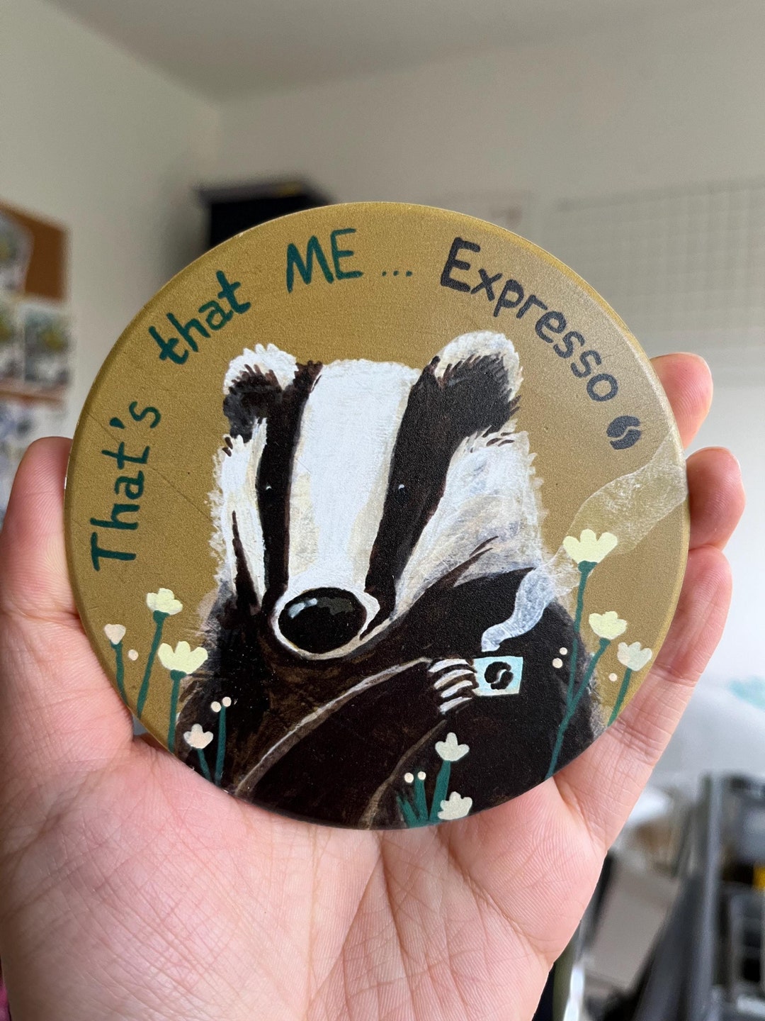 Ceramic Badger Coaster - Expresso - Handmade Homeware for Coffee Lovers ...