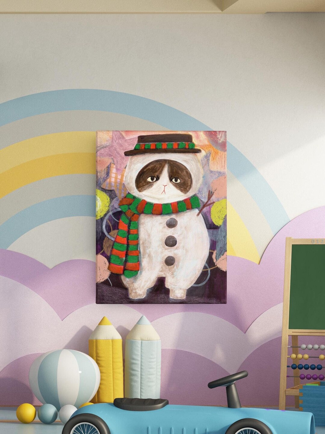 Grumpy Snowcat Giclée Art Print | Funny Ragdoll Cat Artwork Christmas ...