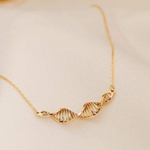 Silver Double Helix DNA Necklace. - Etsy
