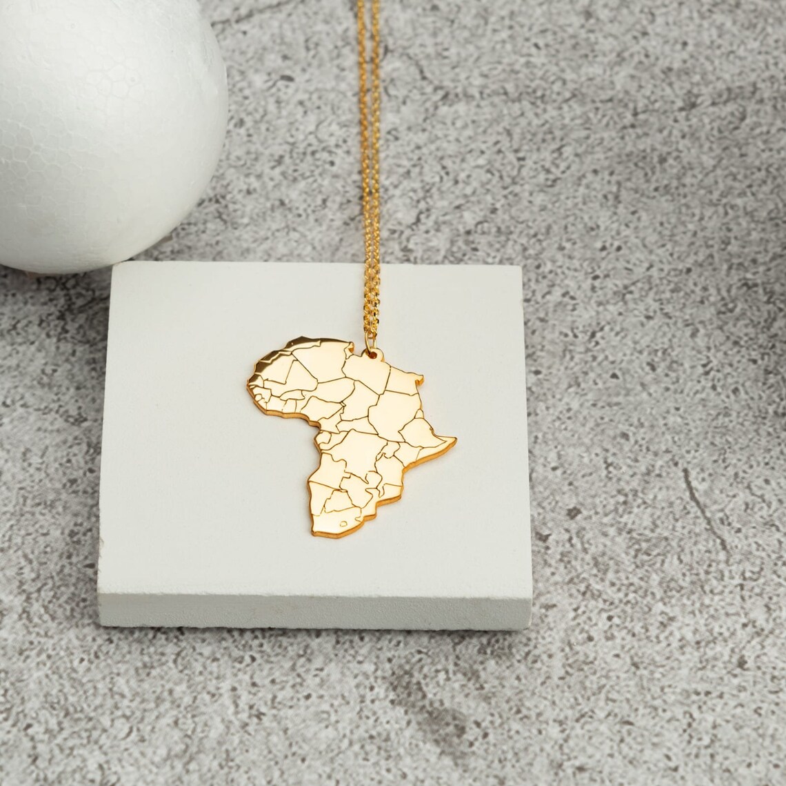 Personalized Africa Map Necklace: 18K Gold Plated 925 Silver Pendant - Etsy