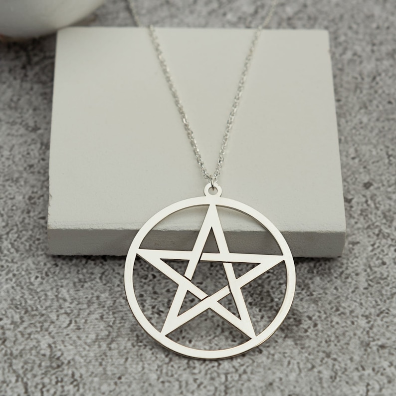 Sterling Silver Pentagram Necklace: Wiccan Pentacle, Pentagram Pendant ...