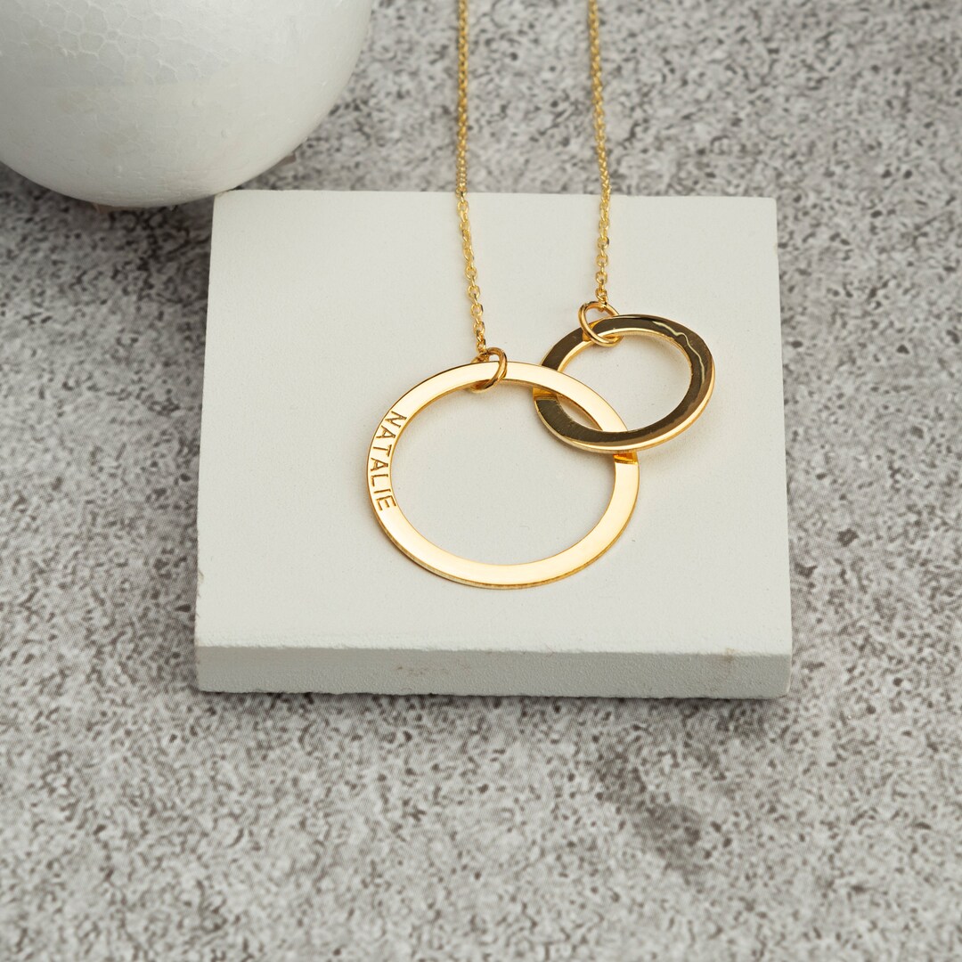 Personalized Sterling Silver Interlocking Rings Necklace - Mother ...