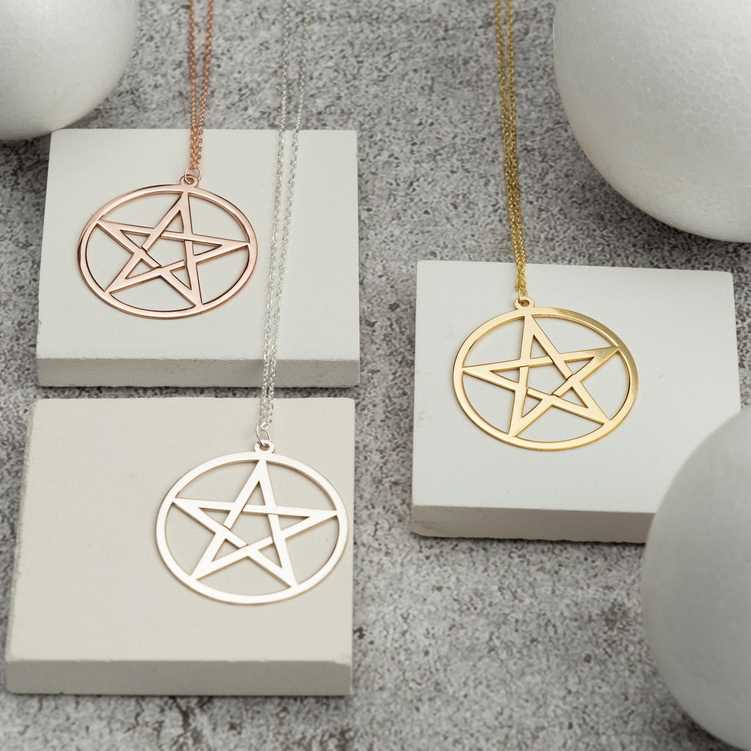 925 Sterling Silver Pentagram Necklace: Wiccan Jewelry Gift - Etsy