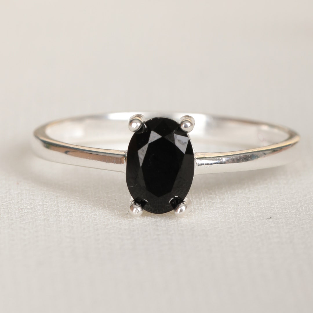 Black Obsidian Dainty Ring Obsidian & Birthstone Jewelry Men Women ...