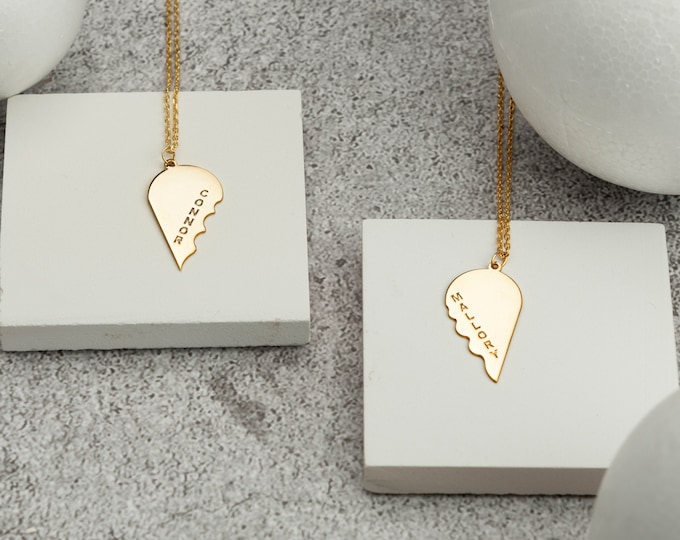 Matching 9ct Yellow Gold Lover's Couple Necklace 16" - Long Distance ...