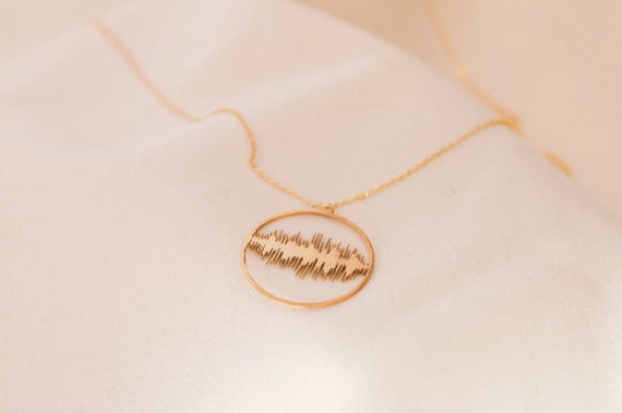 Soundwave Necklace 14k Solid Gold Soundwave Necklace Custom - Etsy
