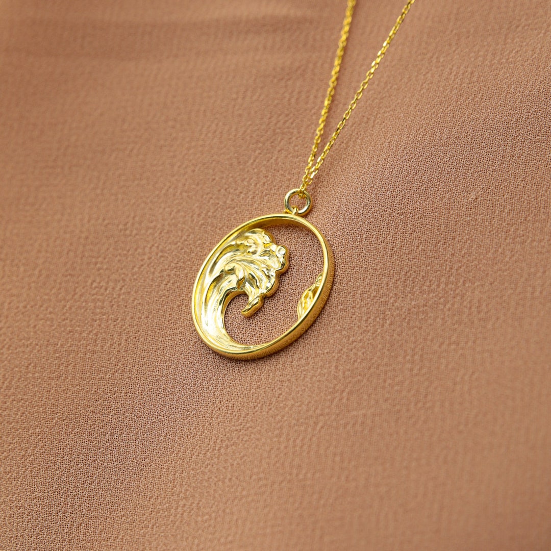 Ocean Wave Necklace Silver Ocean Pendant Ocean Lover Gift - Etsy