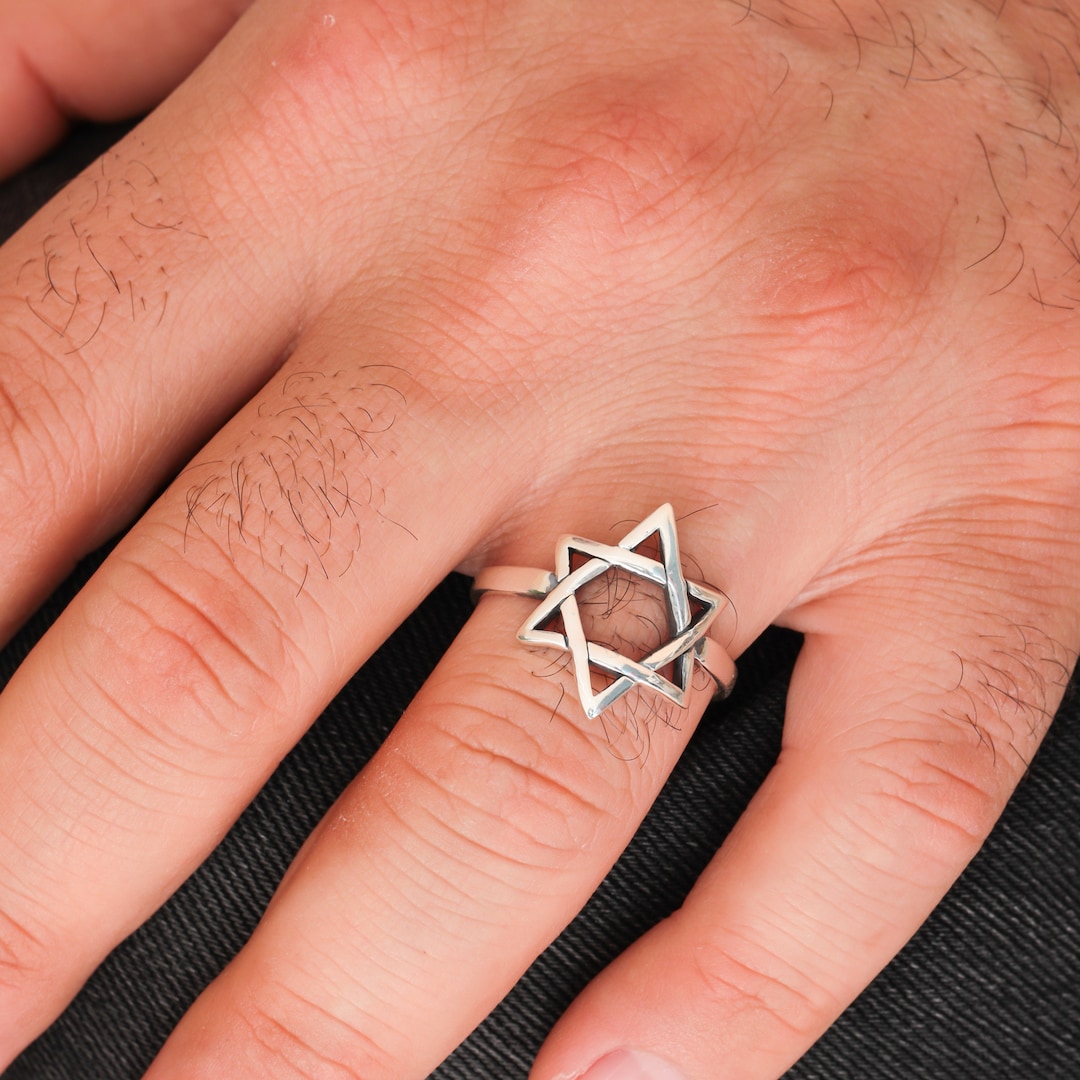 Ring Men Star of David Men's Ring Magen David Motif 925 Sterling Silver ...