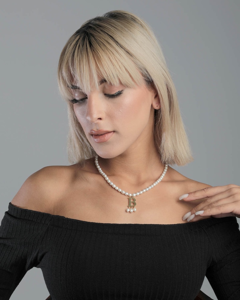 Gold Initial Letter Freshwater Pearl Necklace Anne Boleyn - Etsy