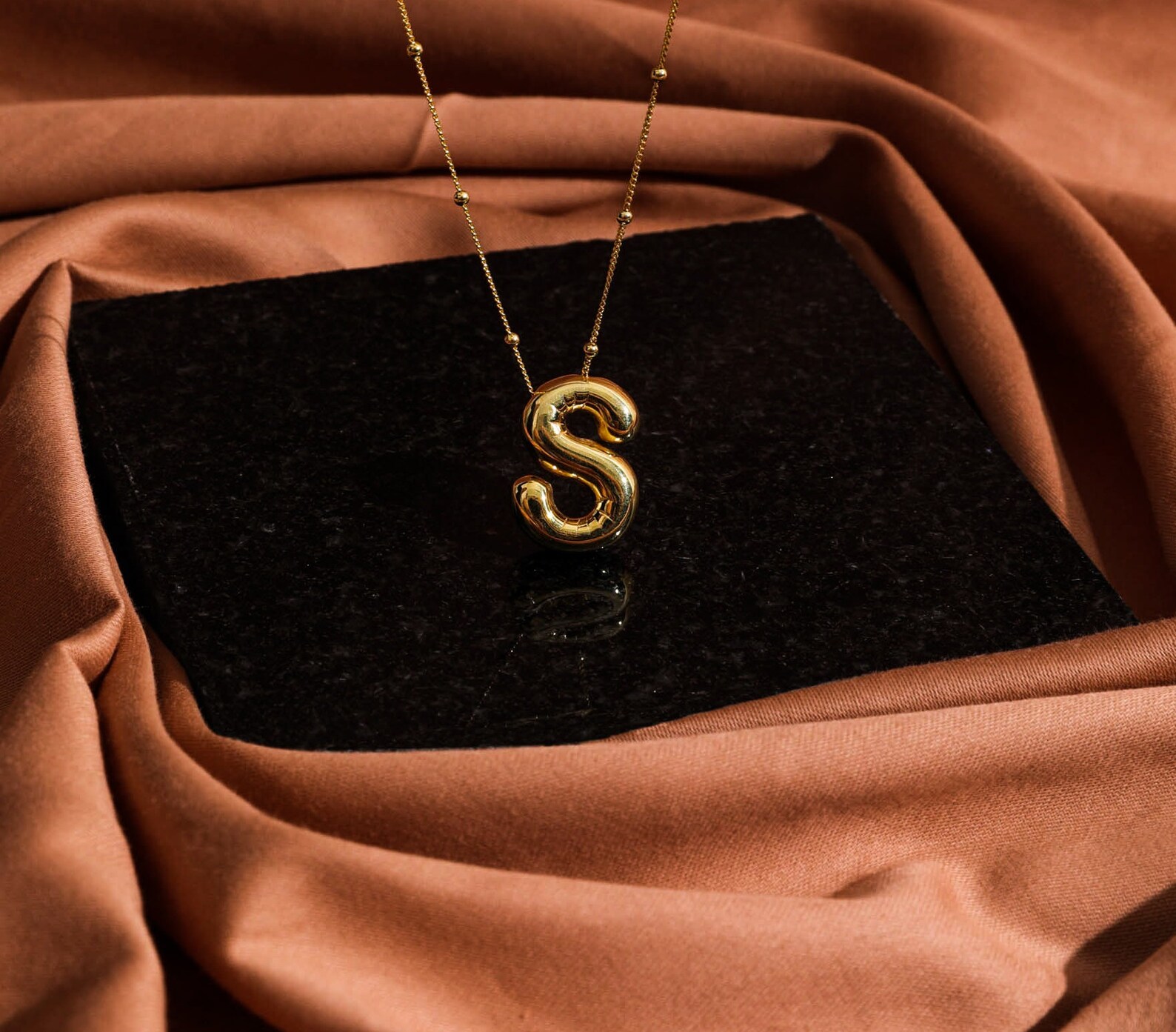 Balloon Letter Necklace 14k Initial Bubble Necklace Gold - Etsy