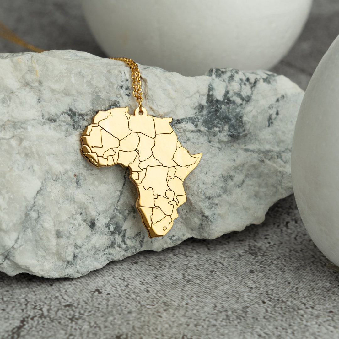 Personalized Africa Map Necklace: 18K Gold Plated 925 Silver Pendant - Etsy
