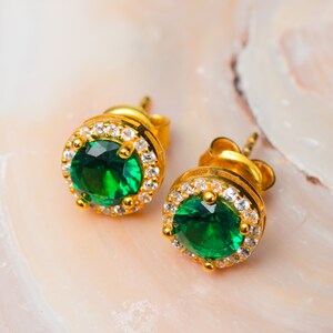 Emerald Green Jewelry Set Diamond Emerald Round Necklace Bracelet ...