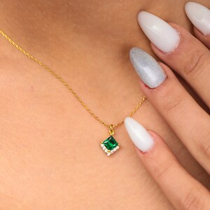 Emerald Green Square Jewelry Set, Emerald Necklace and Earrings Set ...