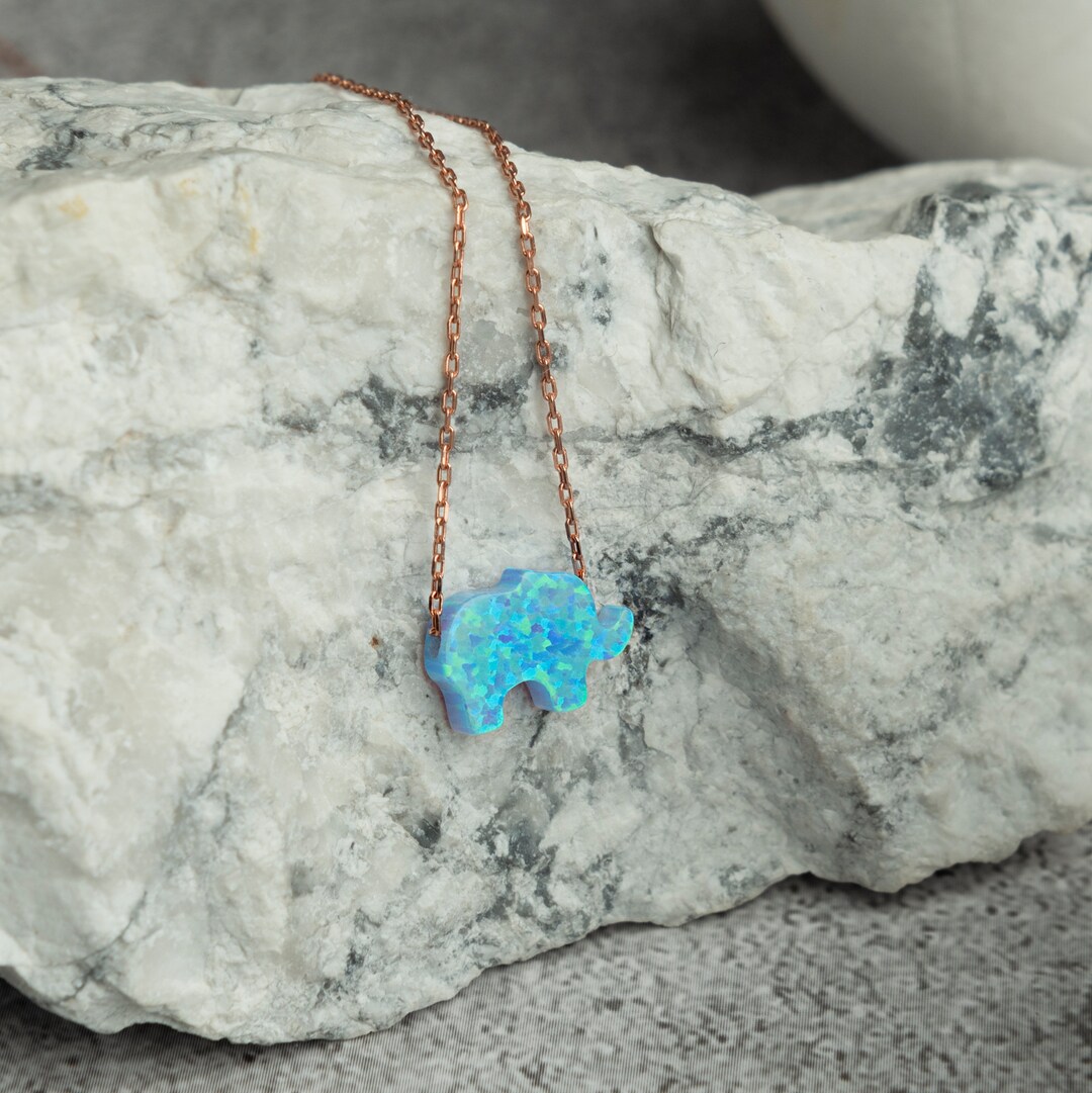 Opal Elephant Necklace, Elephant Choker for Women, Tiny Opal Elephant ...