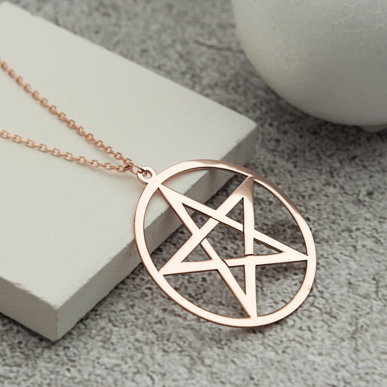 Sterling Silver Pentagram Necklace: Wiccan Pentacle, Pentagram Pendant ...