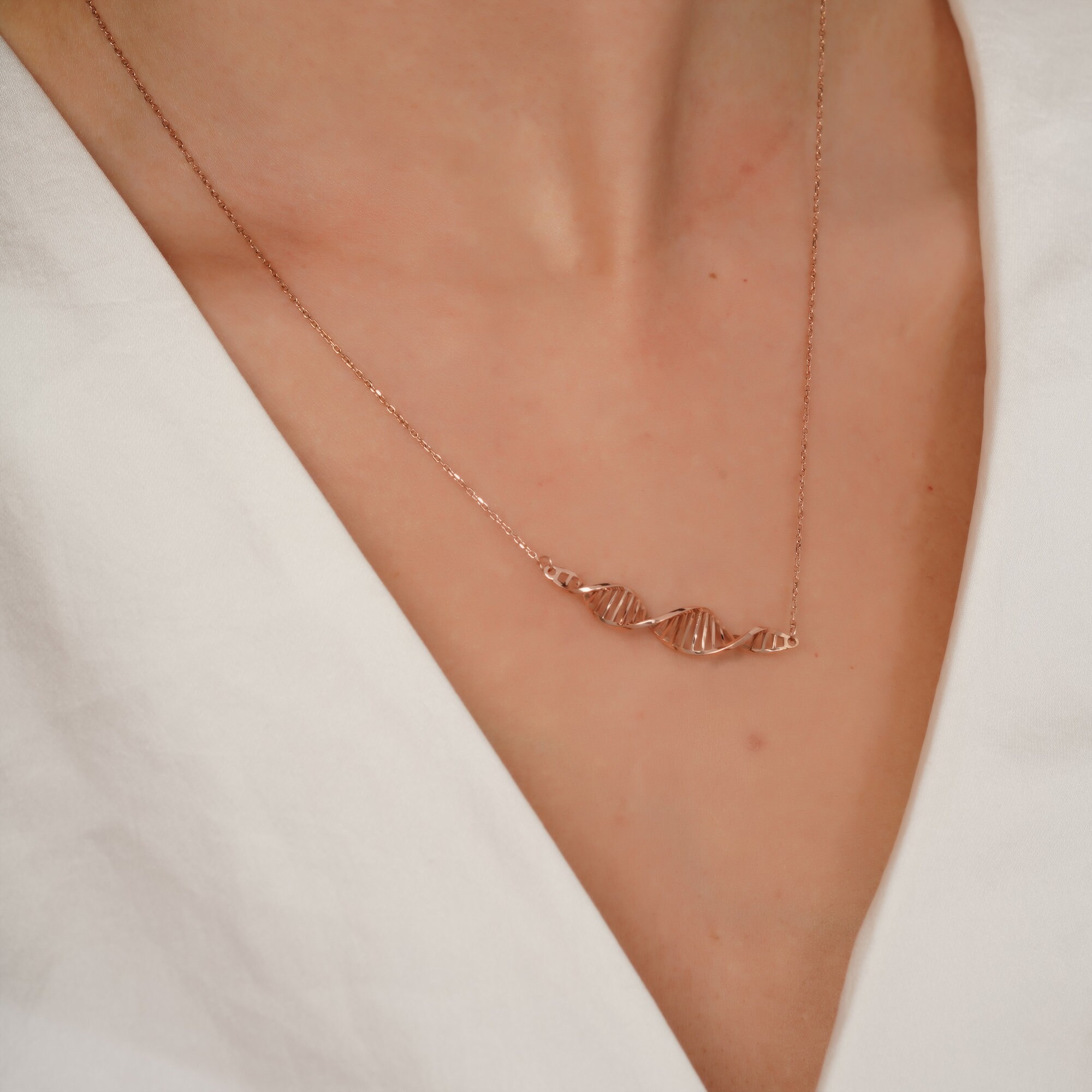 Sterling Silver DNA Double Helix Necklace: Science Jewelry Gift - Etsy
